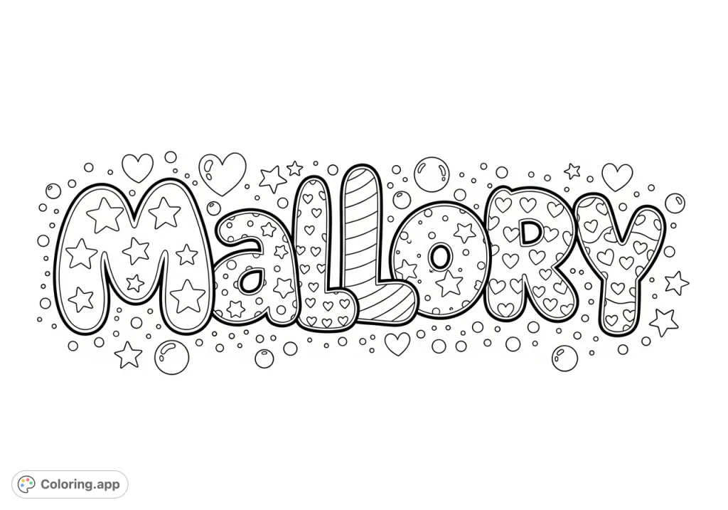 Mallory Bubble Letters Fun - Coloring.app