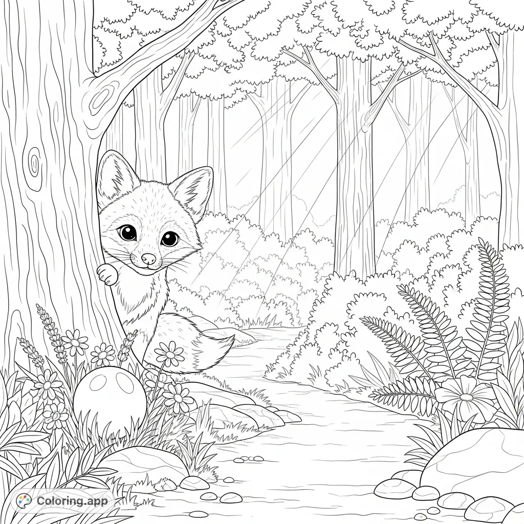 Fox Cub and Mysterious Orb - Coloring.app