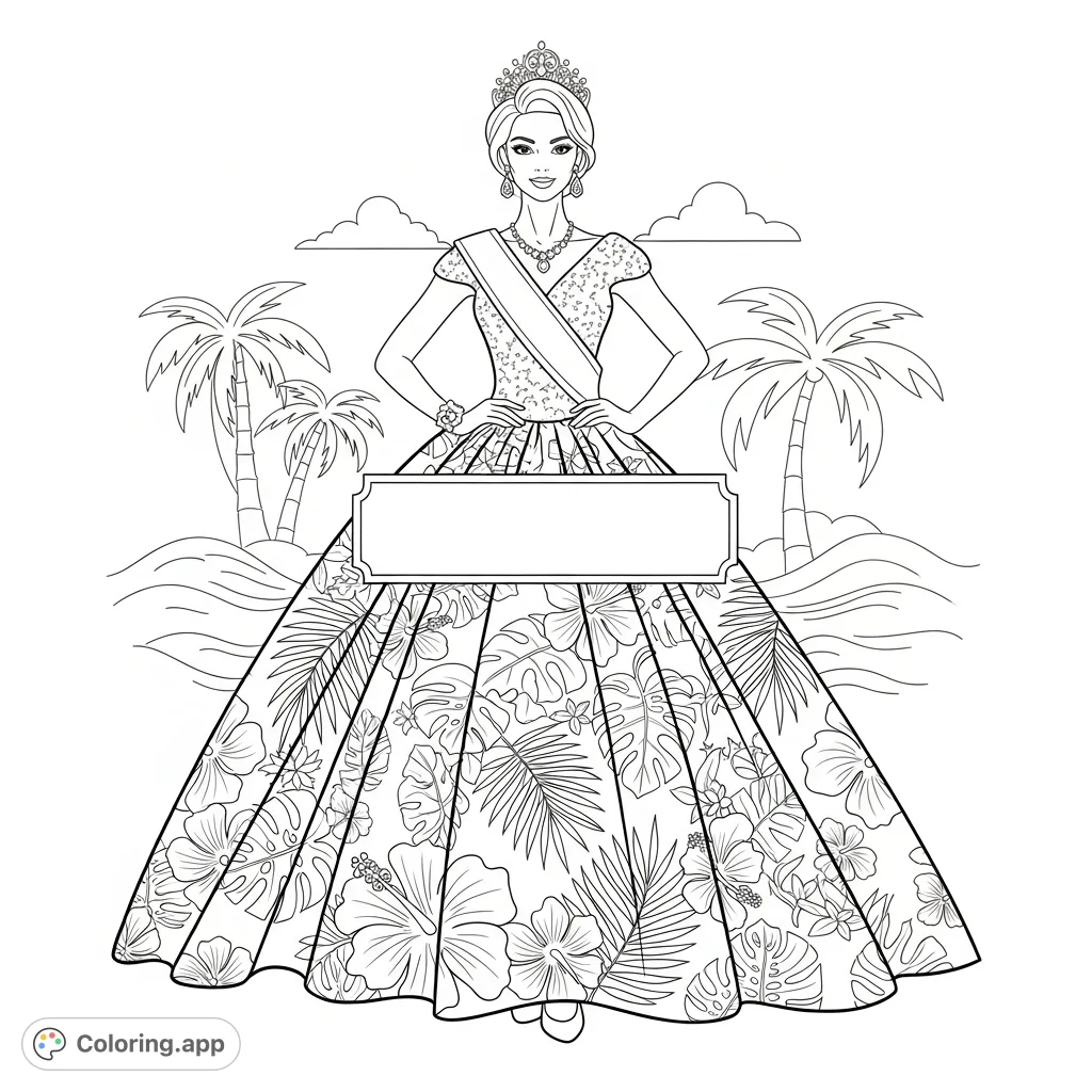 Tropical Pageant Gown Design - Coloring.app