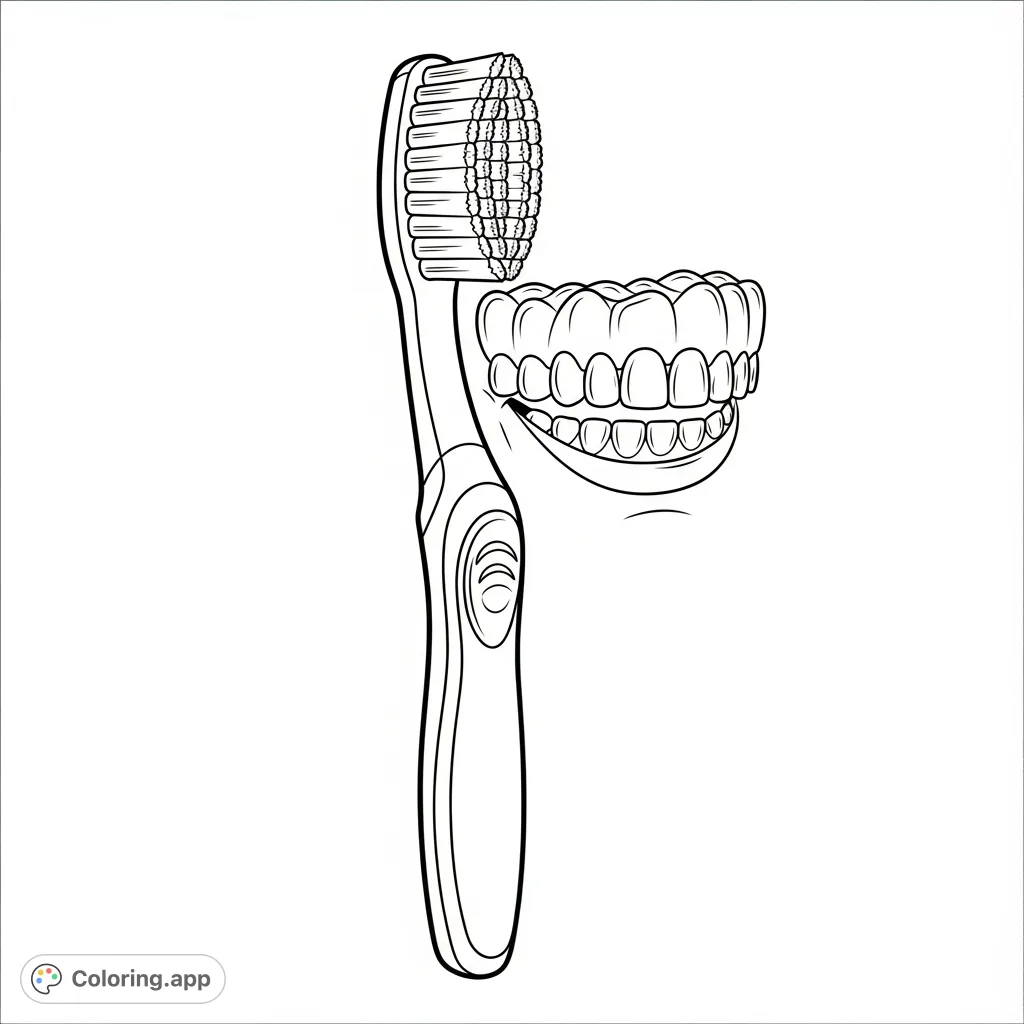Happy Toothbrush Smile Time - Coloring.app