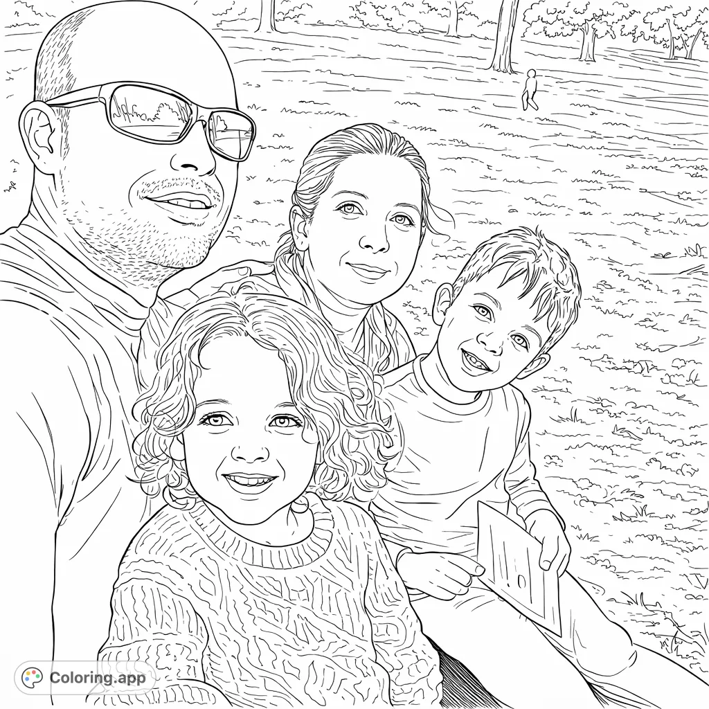Happy Family Park Outing - Coloring.app