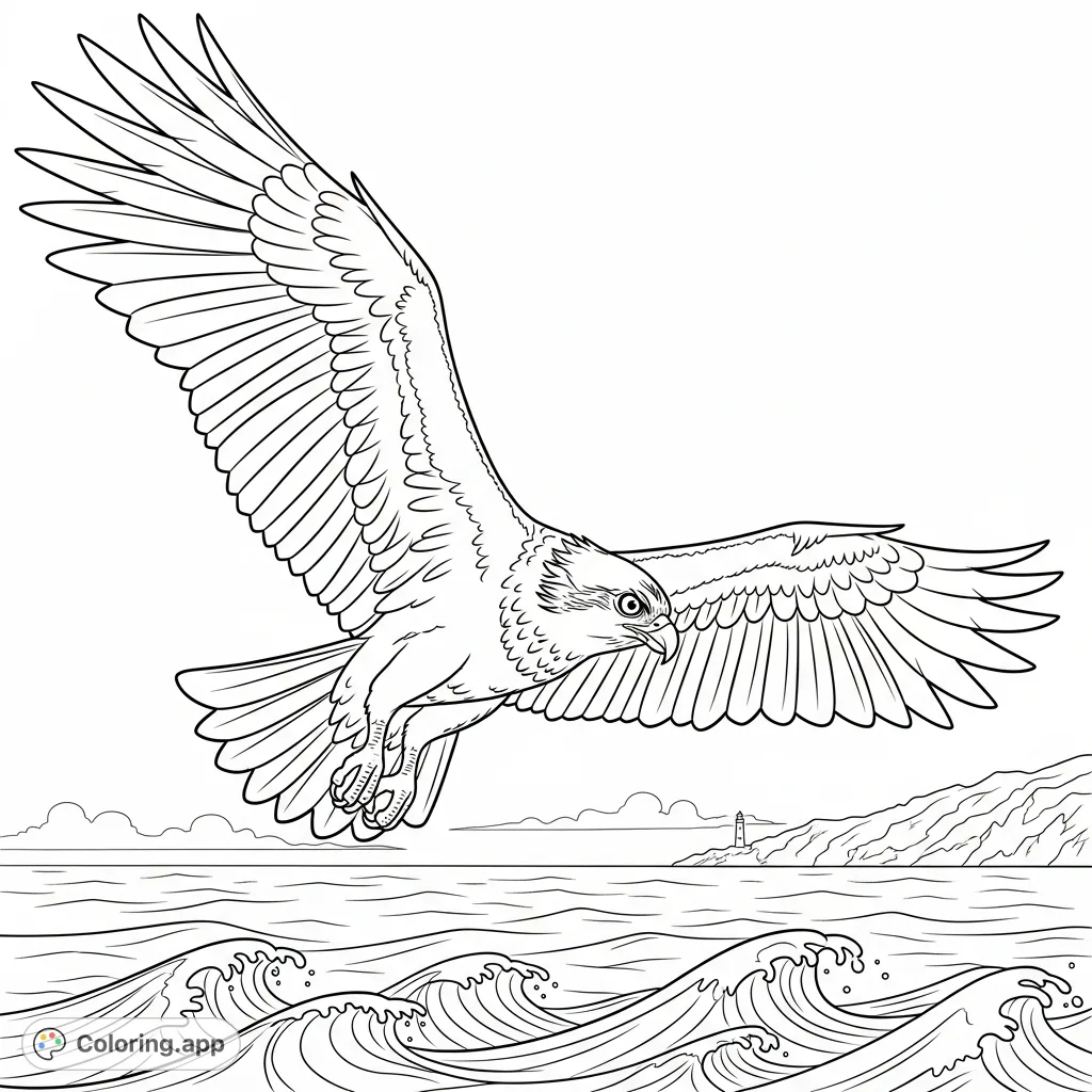 Majestic Seahawk in Flight - Coloring.app
