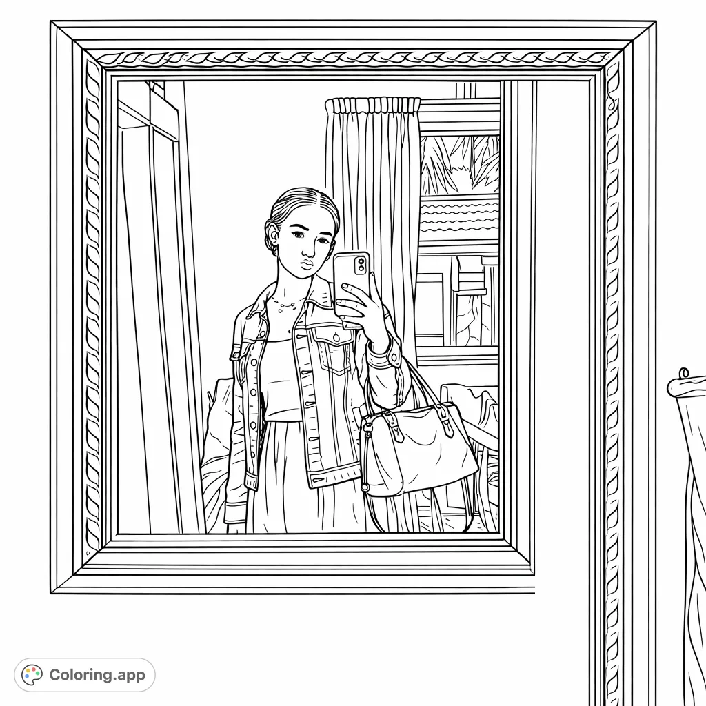 Mirror Selfie Pose - Coloring.app
