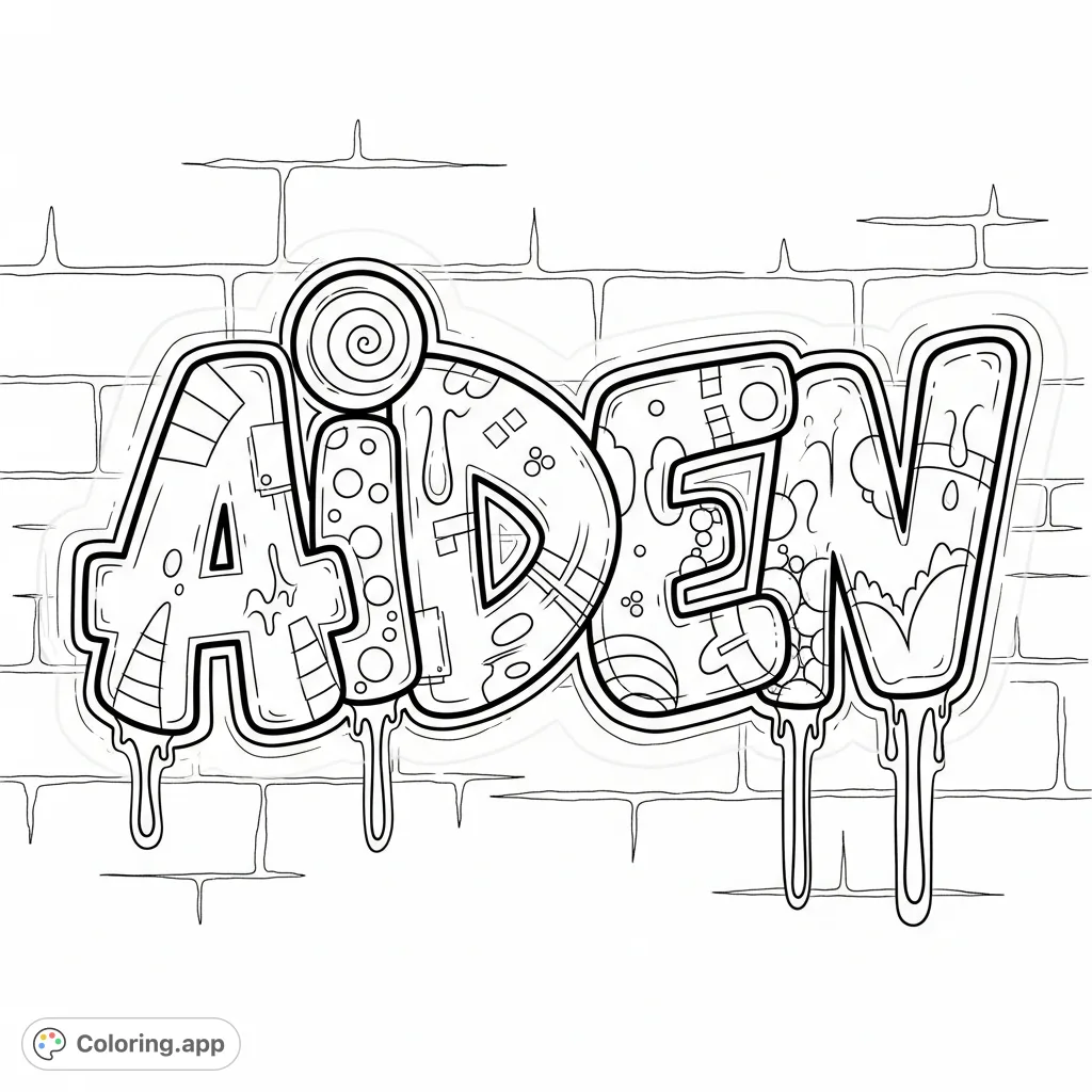 Aiden Graffiti Style - Coloring.app