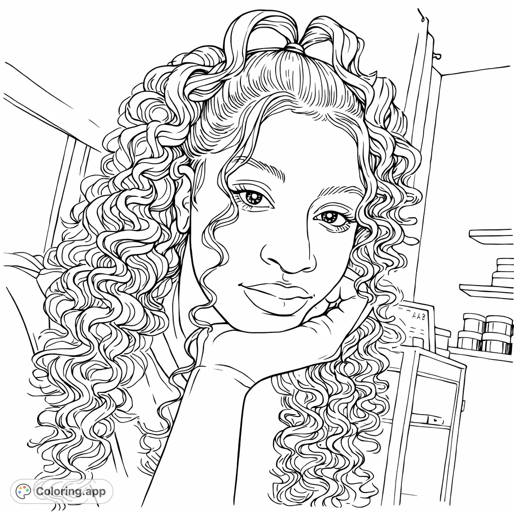Spiraled Curls Portrait - Coloring.app