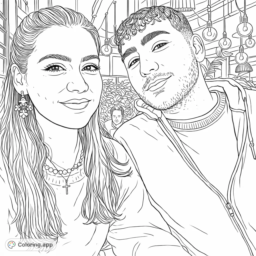 Smiling Couple Portrait - Coloring.app