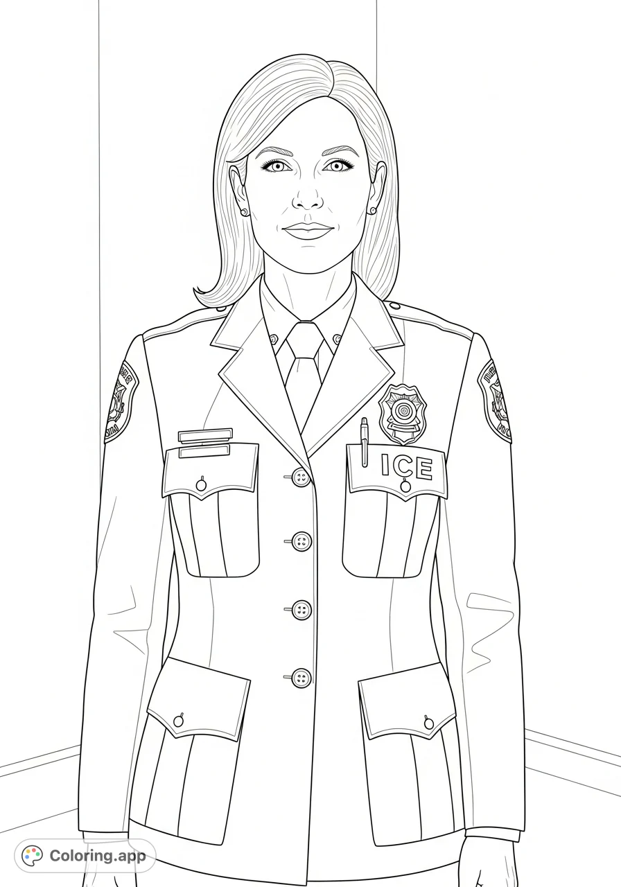 Kristi Noem ICE Uniform Portrait - Coloring.app