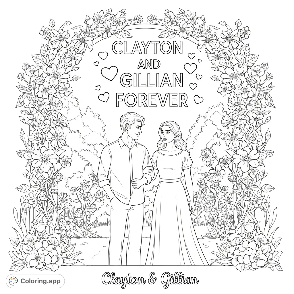 Clayton and Gillian Forever Garden - Coloring.app