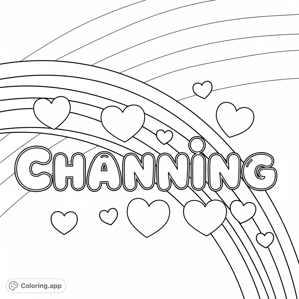 Channing Rainbow Hearts - Coloring.app