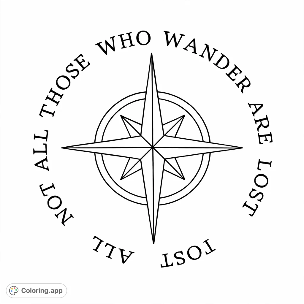 Wanderlust Compass Quote - Coloring.app