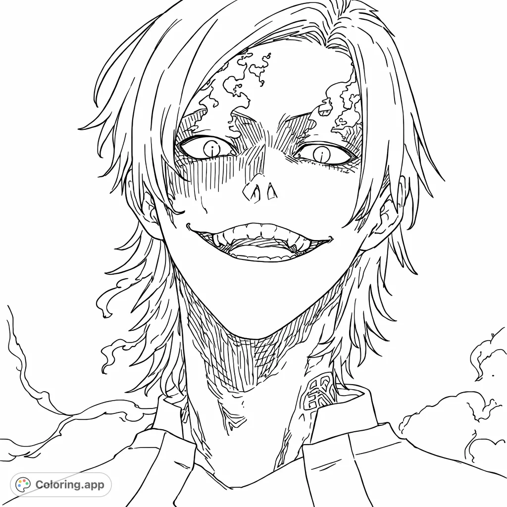 Intense Anime Character Portrait - Coloring.app