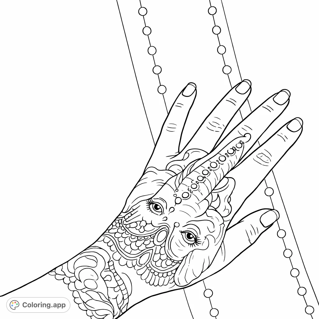 Elephant Hand Art with Lights - Coloring.app