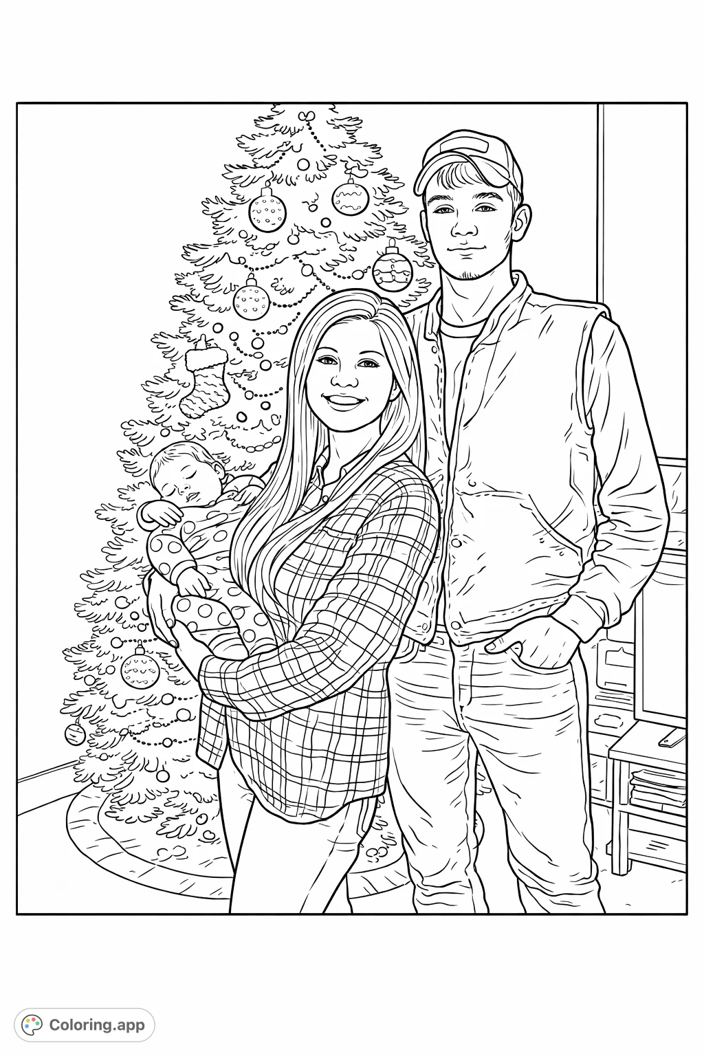 Holiday Family Portrait with Baby - Coloring.app