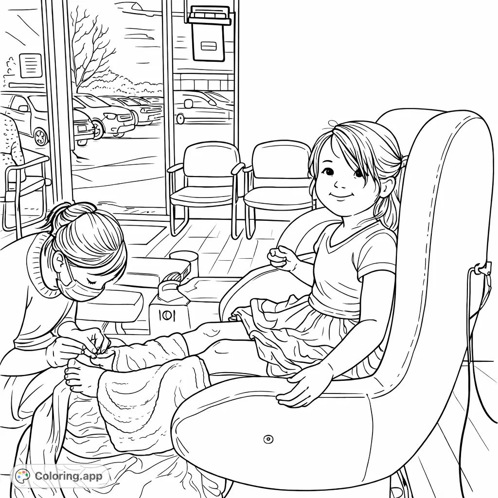 Little Girl's Pedicure Fun - Coloring.app