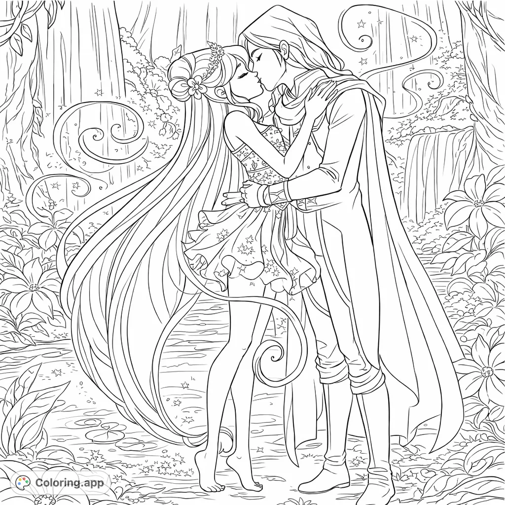 Enchanted Forest Kiss - Coloring.app