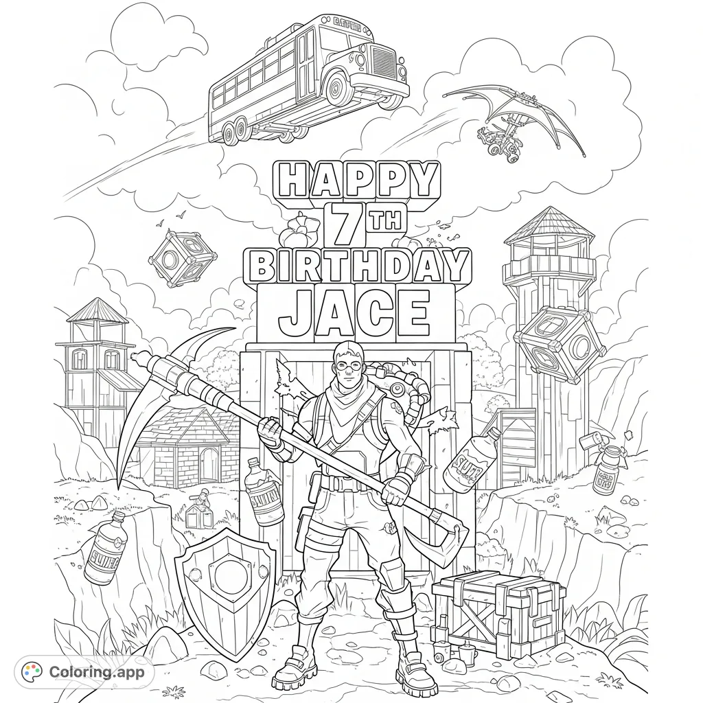 Fortnite Birthday Battle - Coloring.app