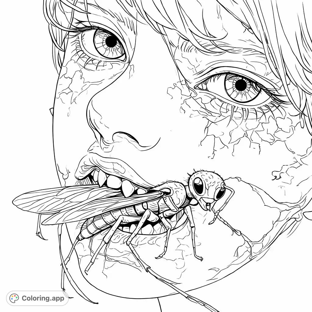 Surreal Face and Insect - Coloring.app