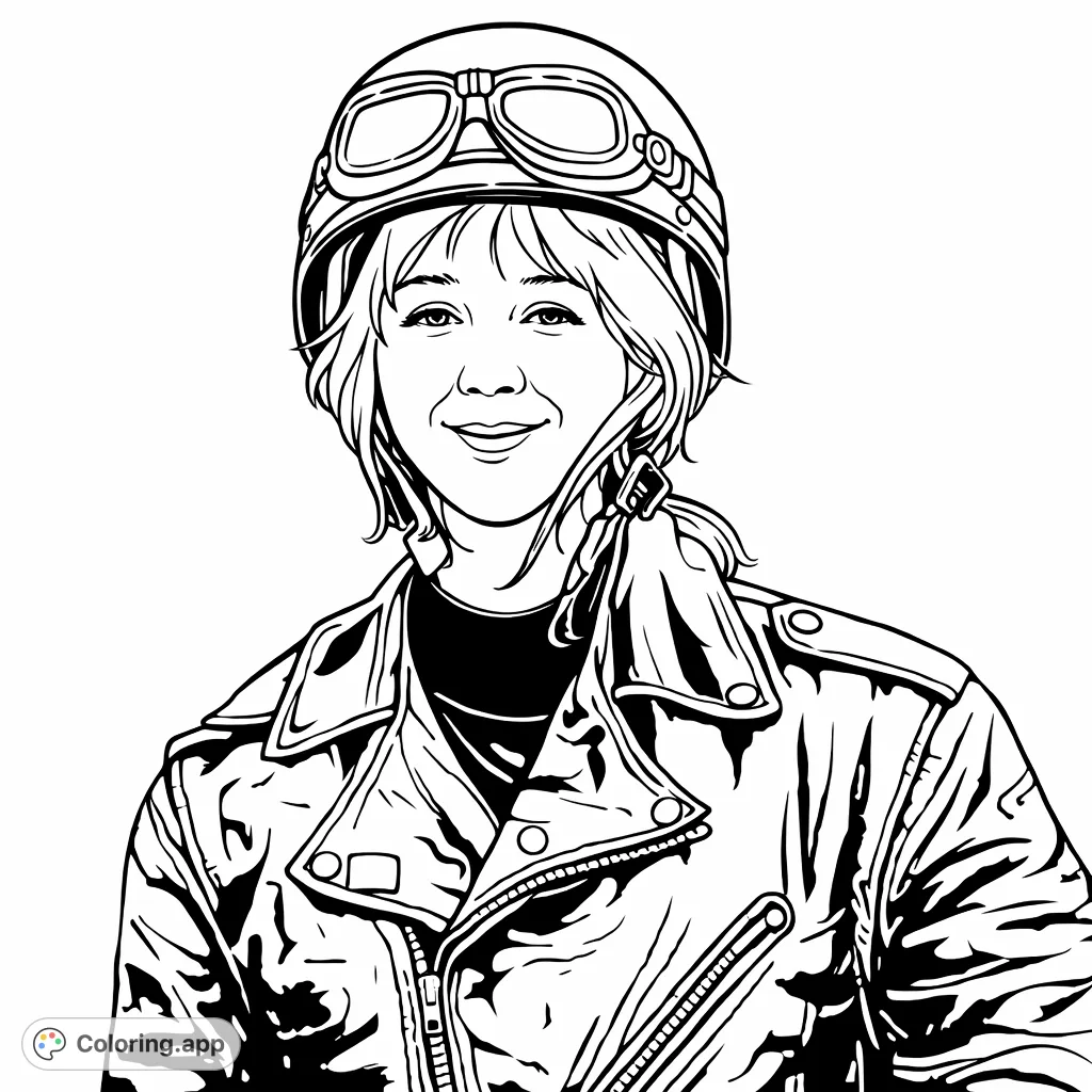 Biker with Goggles and Jacket - Coloring.app
