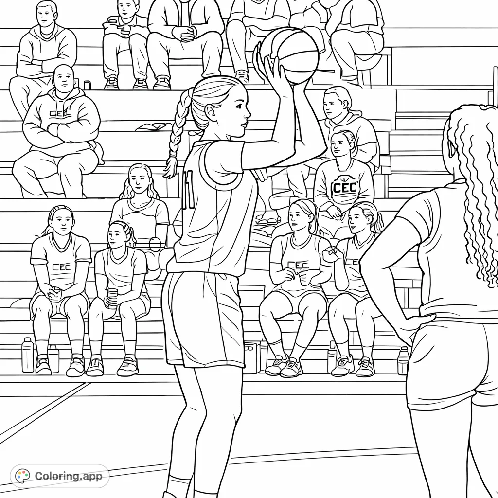 Basketball Player Shooting Action - Coloring.app