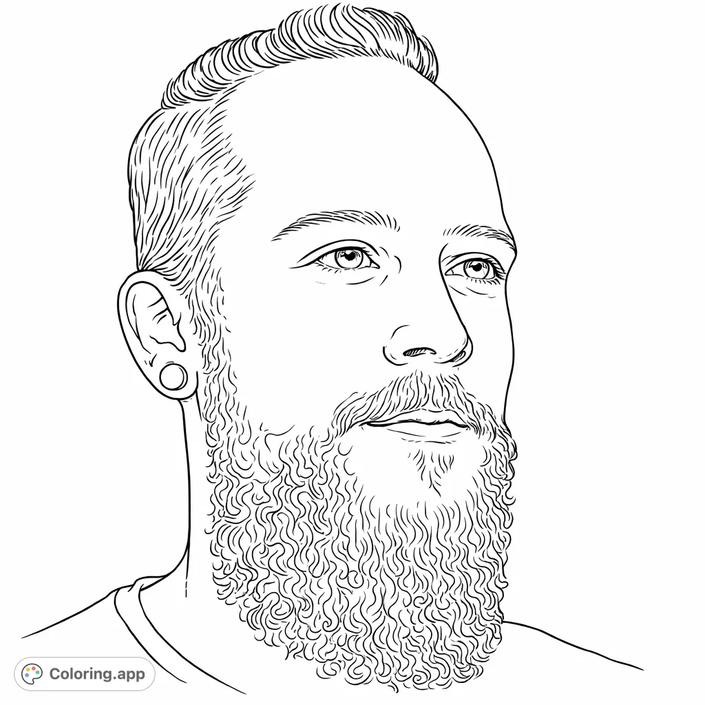 Thoughtful Bearded Man - Coloring.app