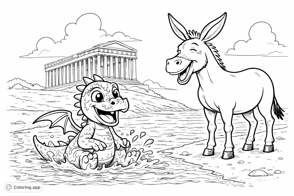 Dragon and Donkey by Ancient Ruins - Coloring.app