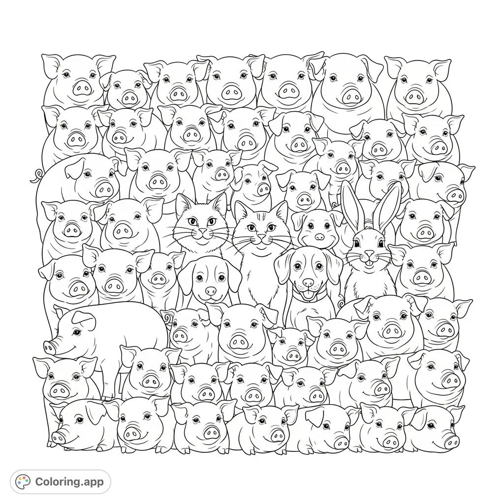 Packed Pig Party - Coloring.app