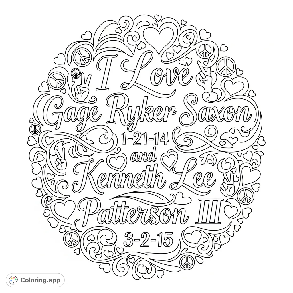 Personalized Calligraphy of Love - Coloring.app