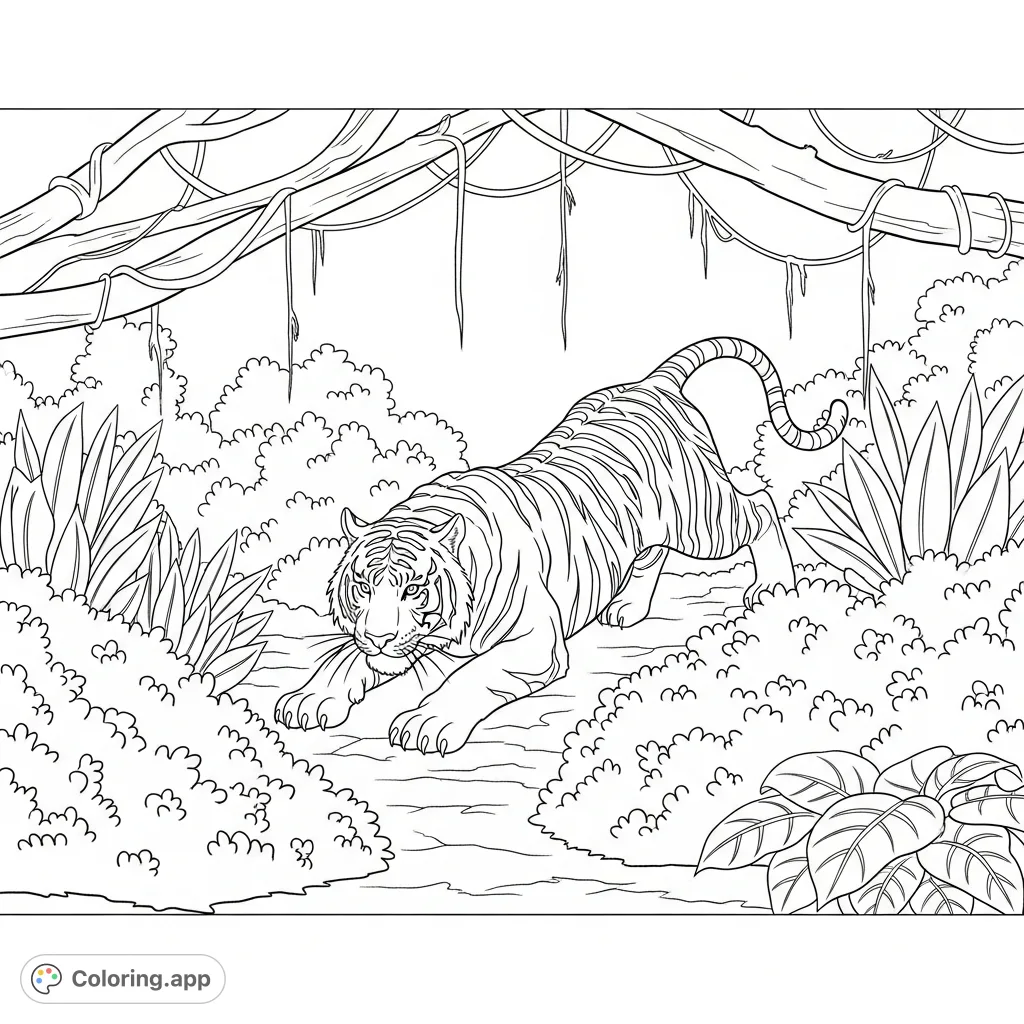 Jungle Tiger Hunt - Coloring.app