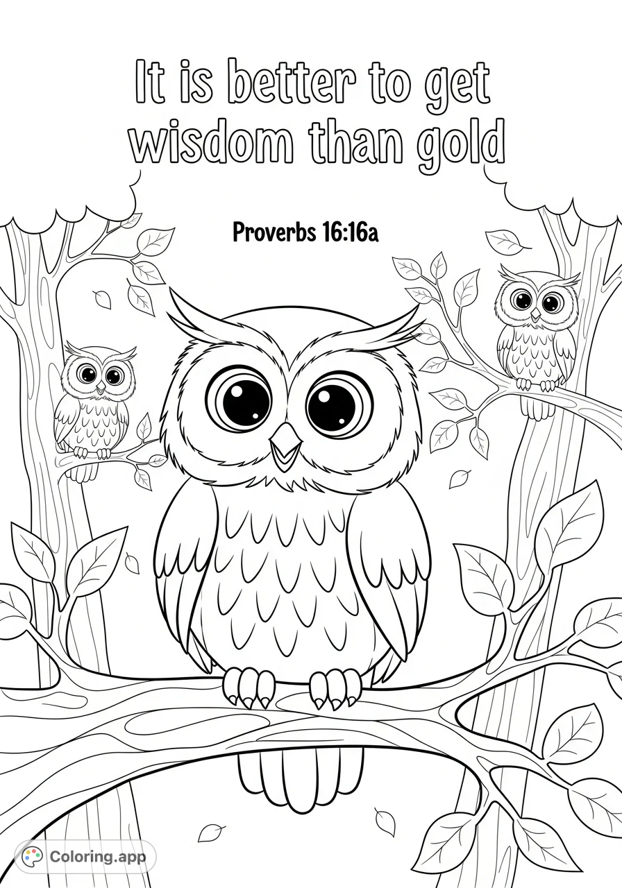 Wise Owls Wisdom Quote - Coloring.app