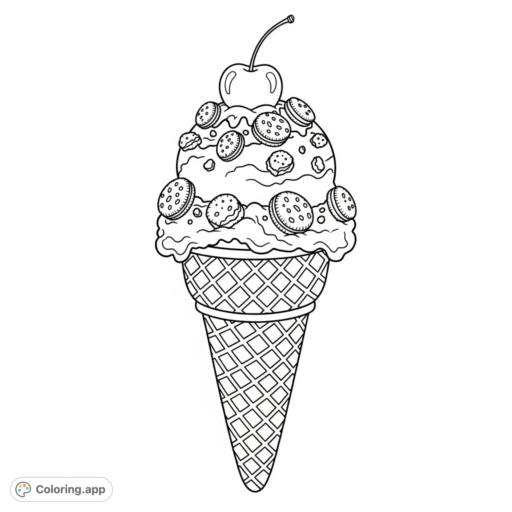 Sweet Ice Cream Delight Cone - Coloring.app
