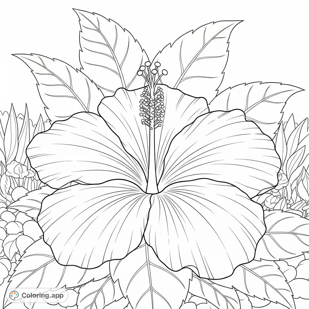 Colossal Tropical Hibiscus Bloom - Coloring.app