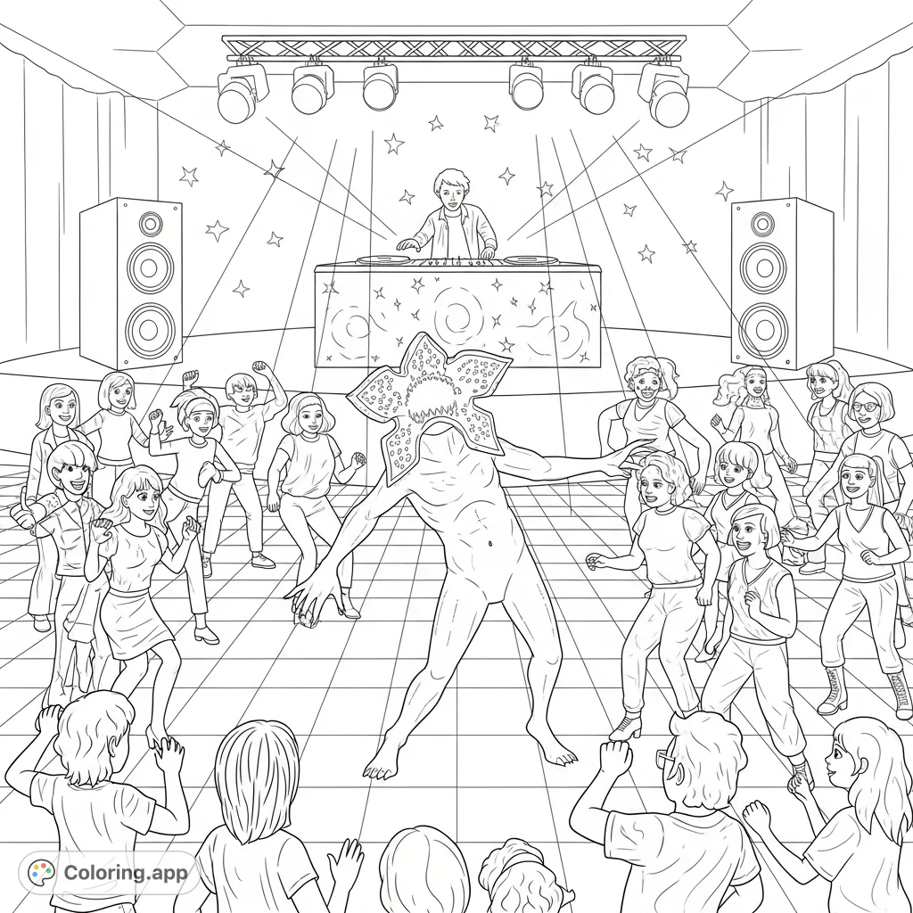 Demogorgon Disco Dance Party - Coloring.app