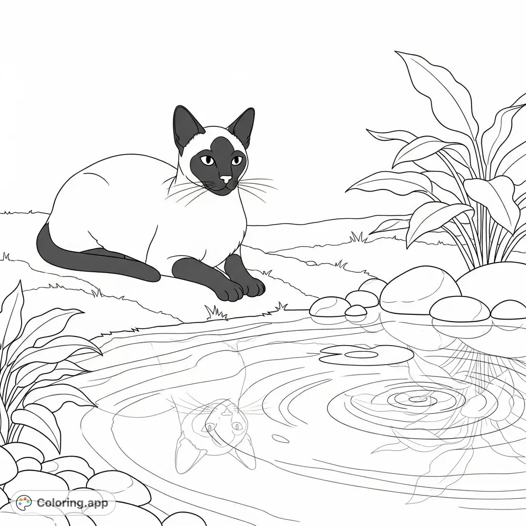 Siamese Cat by Tranquil Pond - Coloring.app