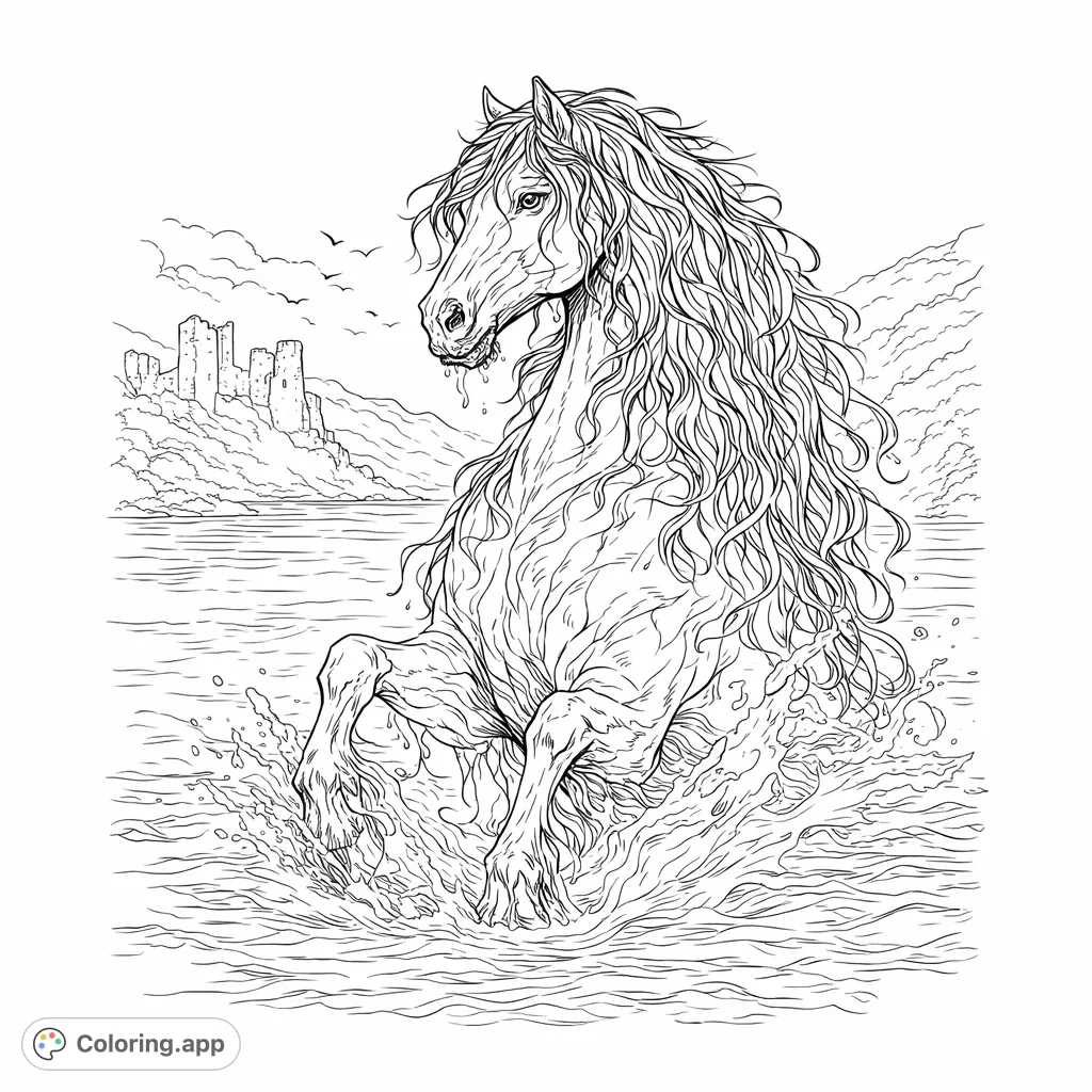 Mystical Water Horse - Coloring.app