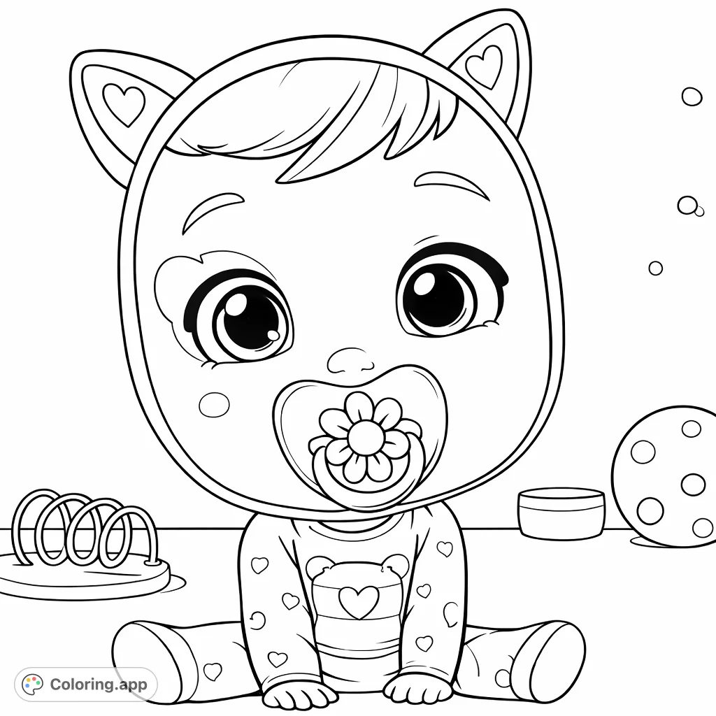 Adorable Hooded Baby Character - Coloring.app