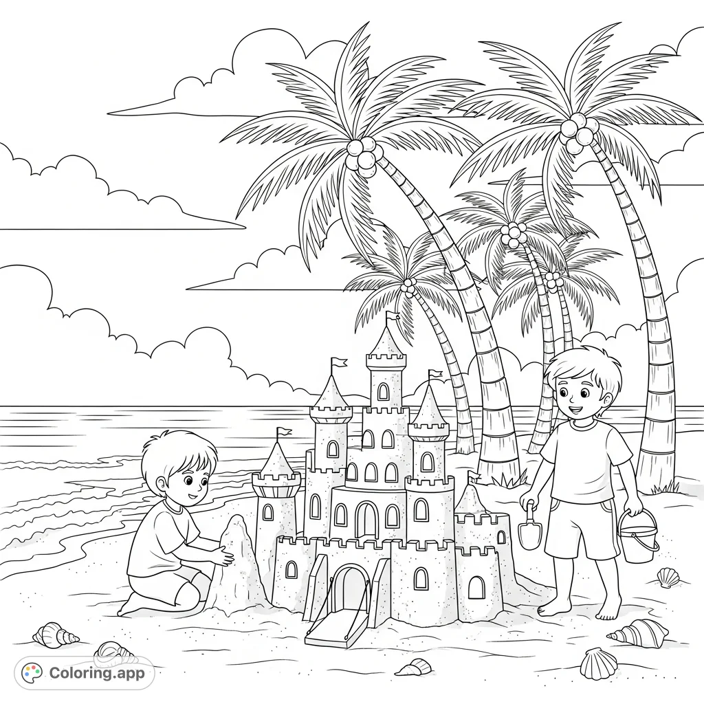 Beach Sandcastle Adventure - Coloring.app