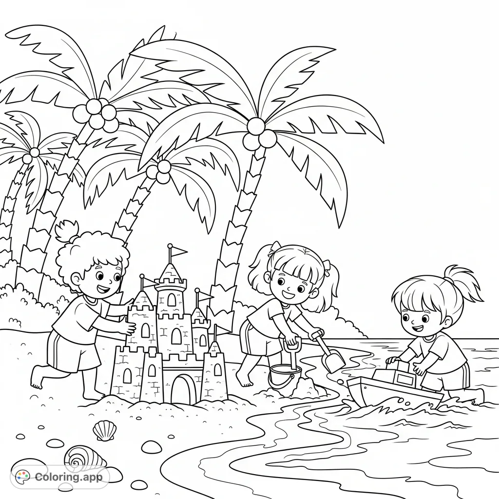 Beach Sandcastle Fun - Coloring.app