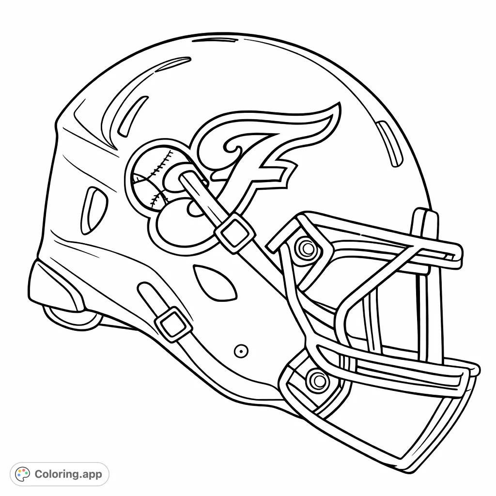 Bold Football Helmet Design - Coloring.app