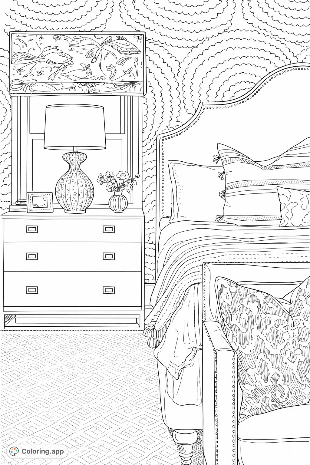 Elegant Bedroom Decor - Coloring.app
