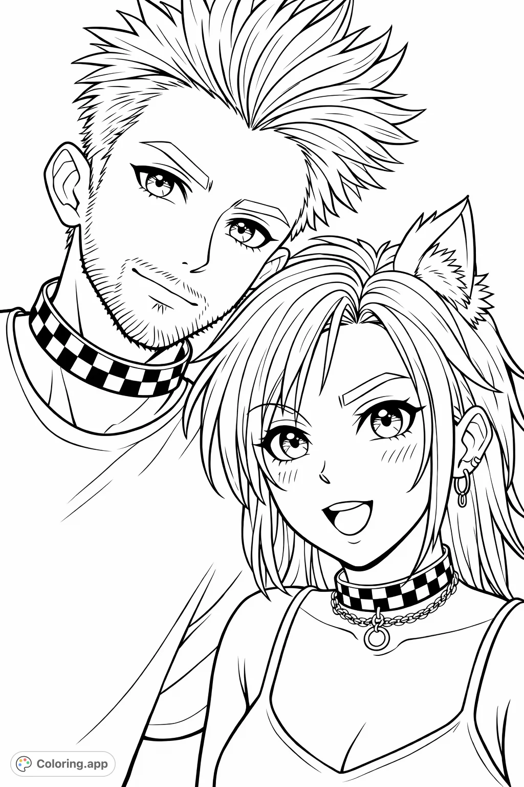 Anime Couple Edgy Style - Coloring.app