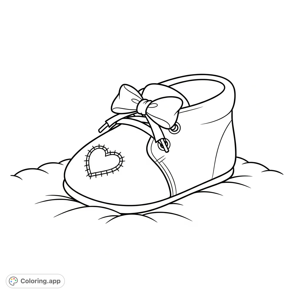 Baby Shoe with Heart - Coloring.app