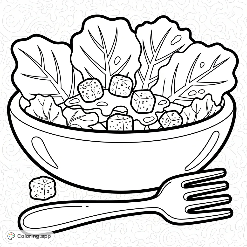 Cute Caesar Salad Fun - Coloring.app