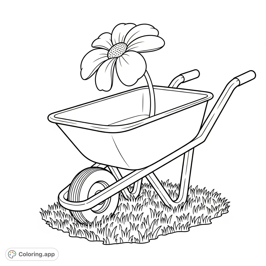 Garden Wheelbarrow Bloom - Coloring.app