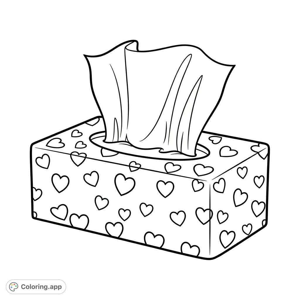 Heart Pattern Tissue Box - Coloring.app