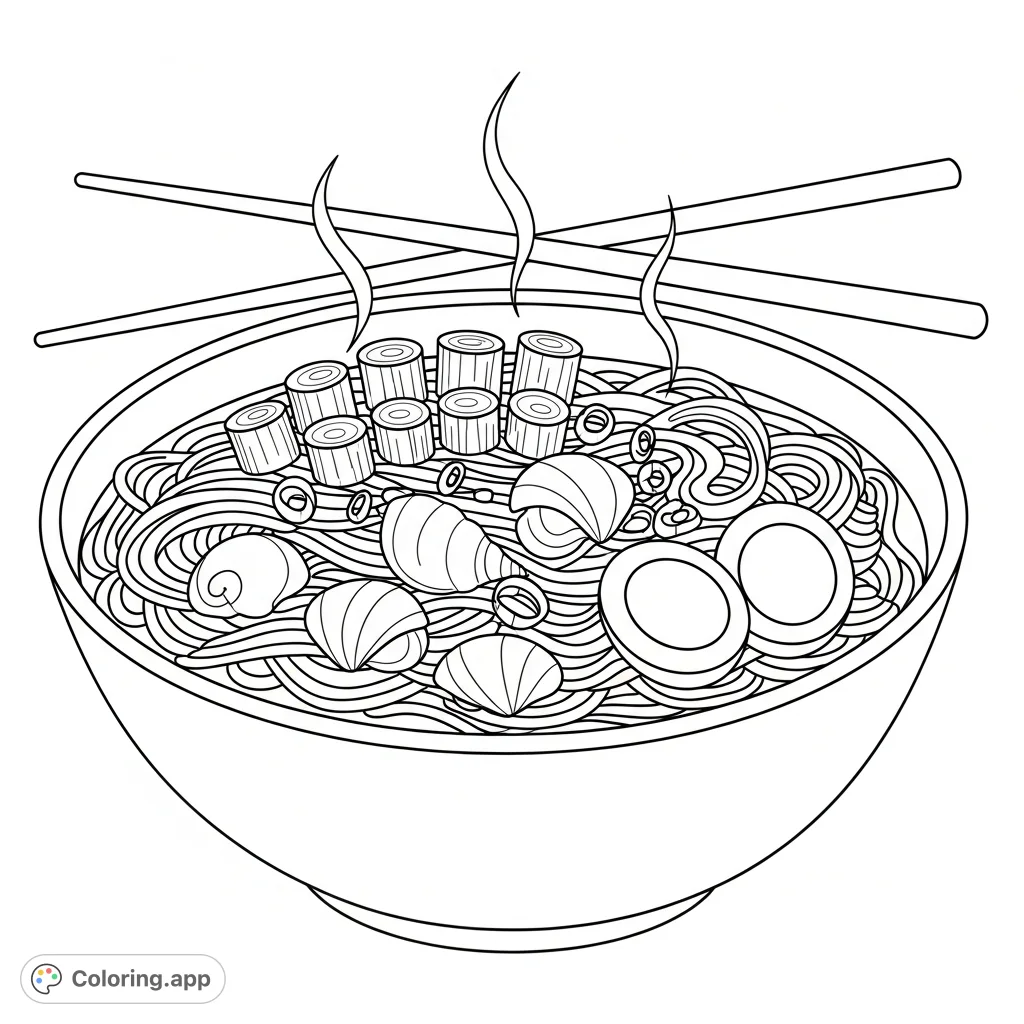 Hearty Noodle Bowl - Coloring.app