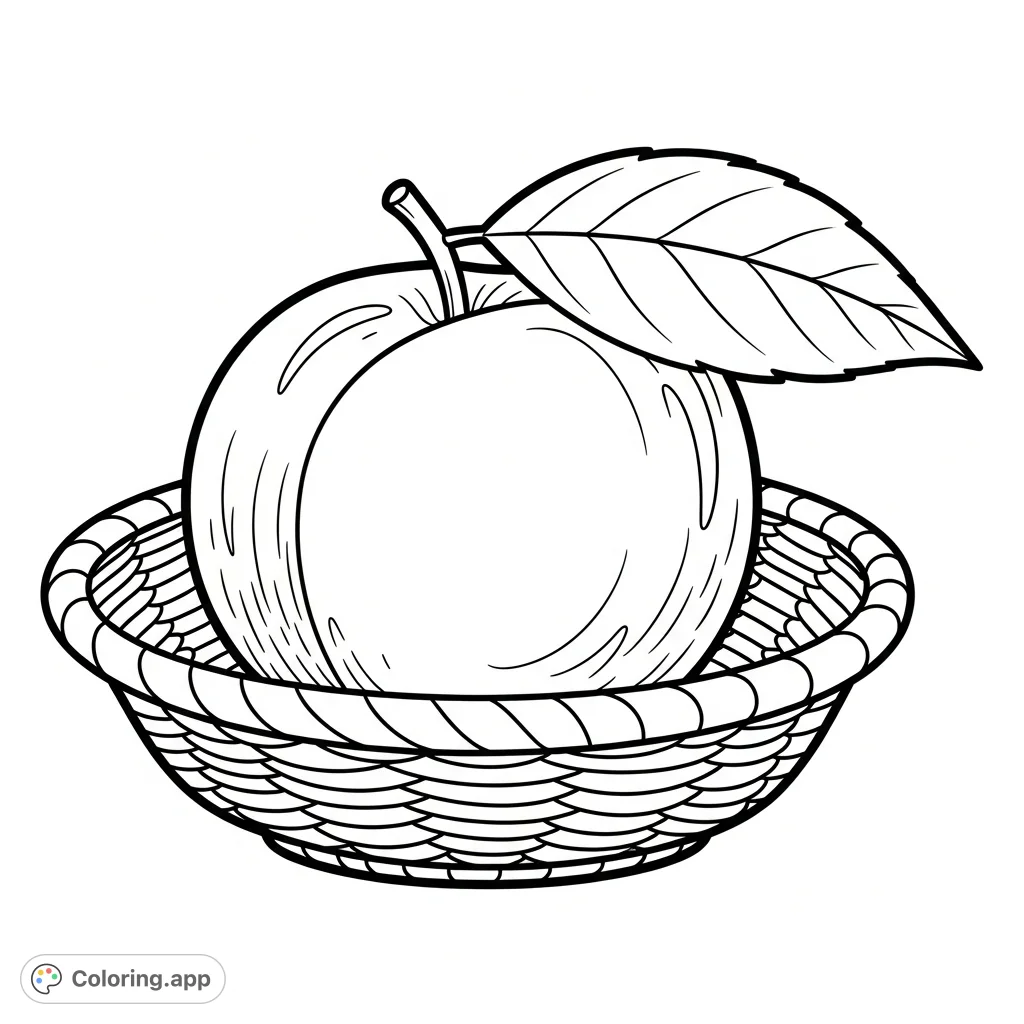 Peach in Woven Basket - Coloring.app