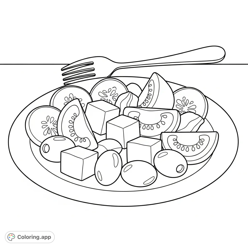 Simple Greek Salad Delight - Coloring.app
