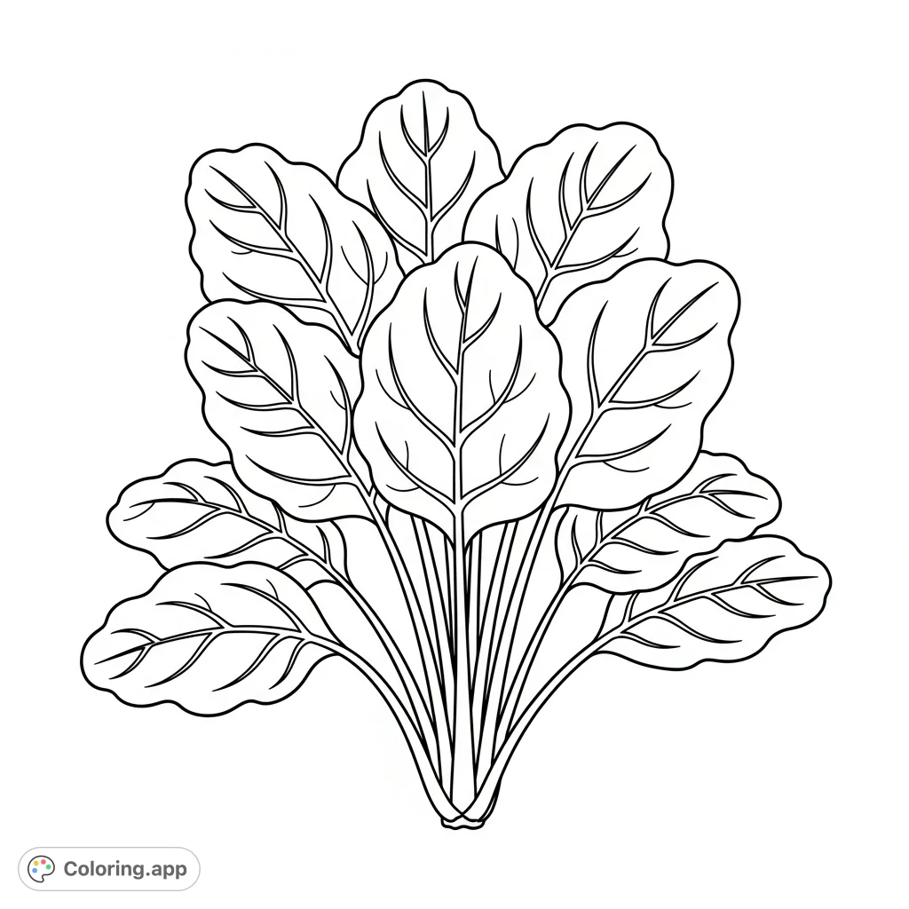 Simple Spinach Leaf - Coloring.app