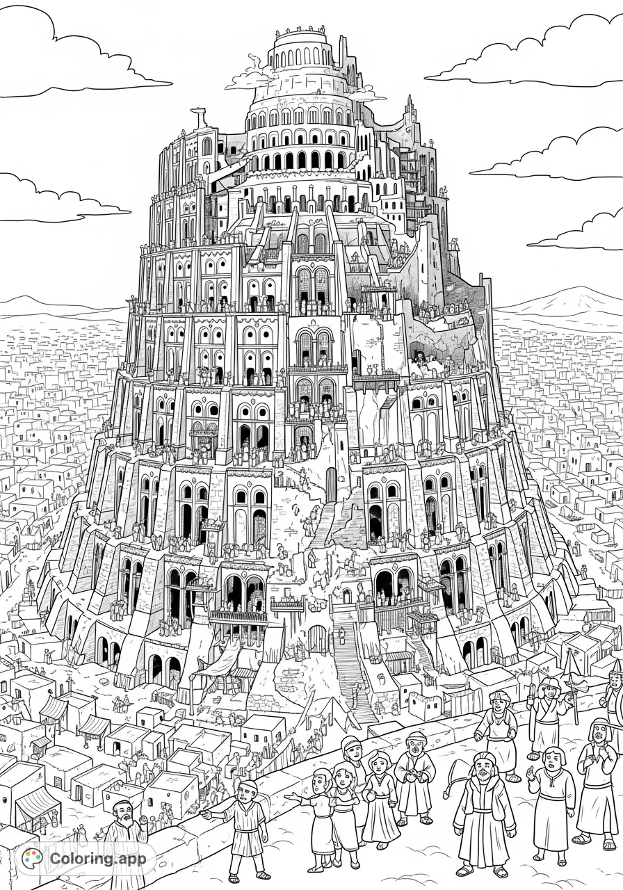Tower of Babel Ancient City - Coloring.app