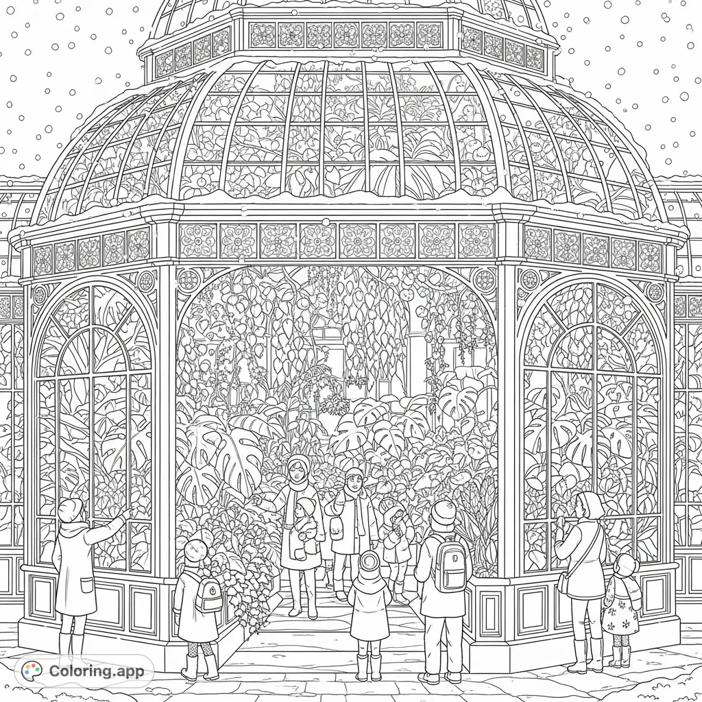 Victorian Greenhouse Winter Wonderland - Coloring.app